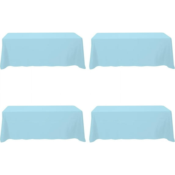 4 Pack Light Blue Tablecloths 90 x 156 Inch for 8ft Rectangle Tables ...