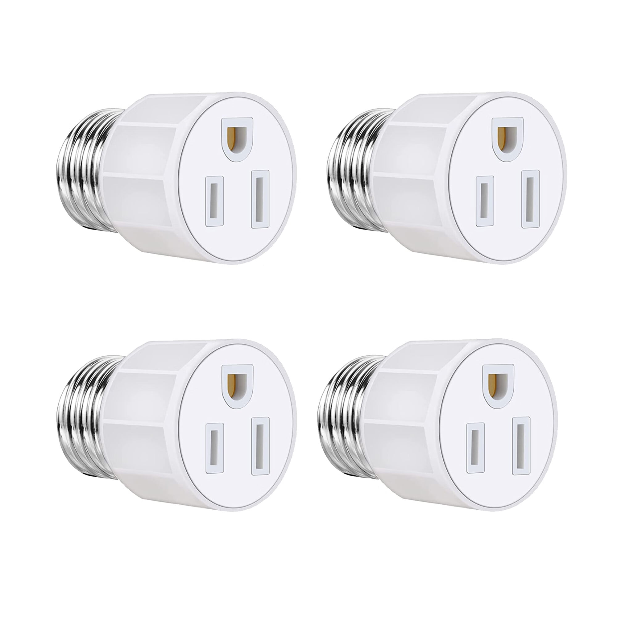 4 Pack Light Socket to Plug Adapter - E26/ E27 3 Prong Light Socket ...