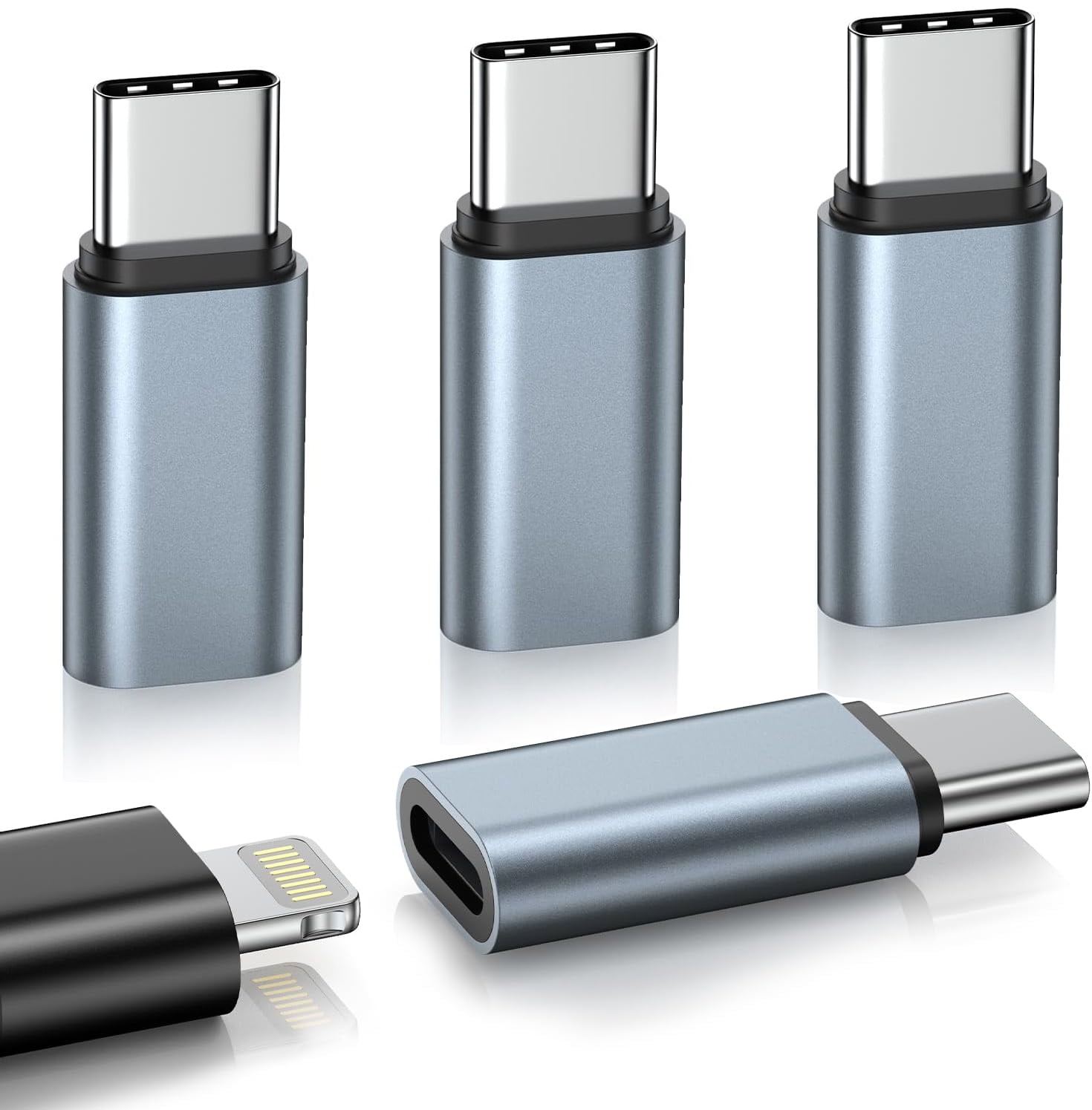 4 Pack Light-ning to USB C Adapter,Gender Changer Adapter for iPhone ...