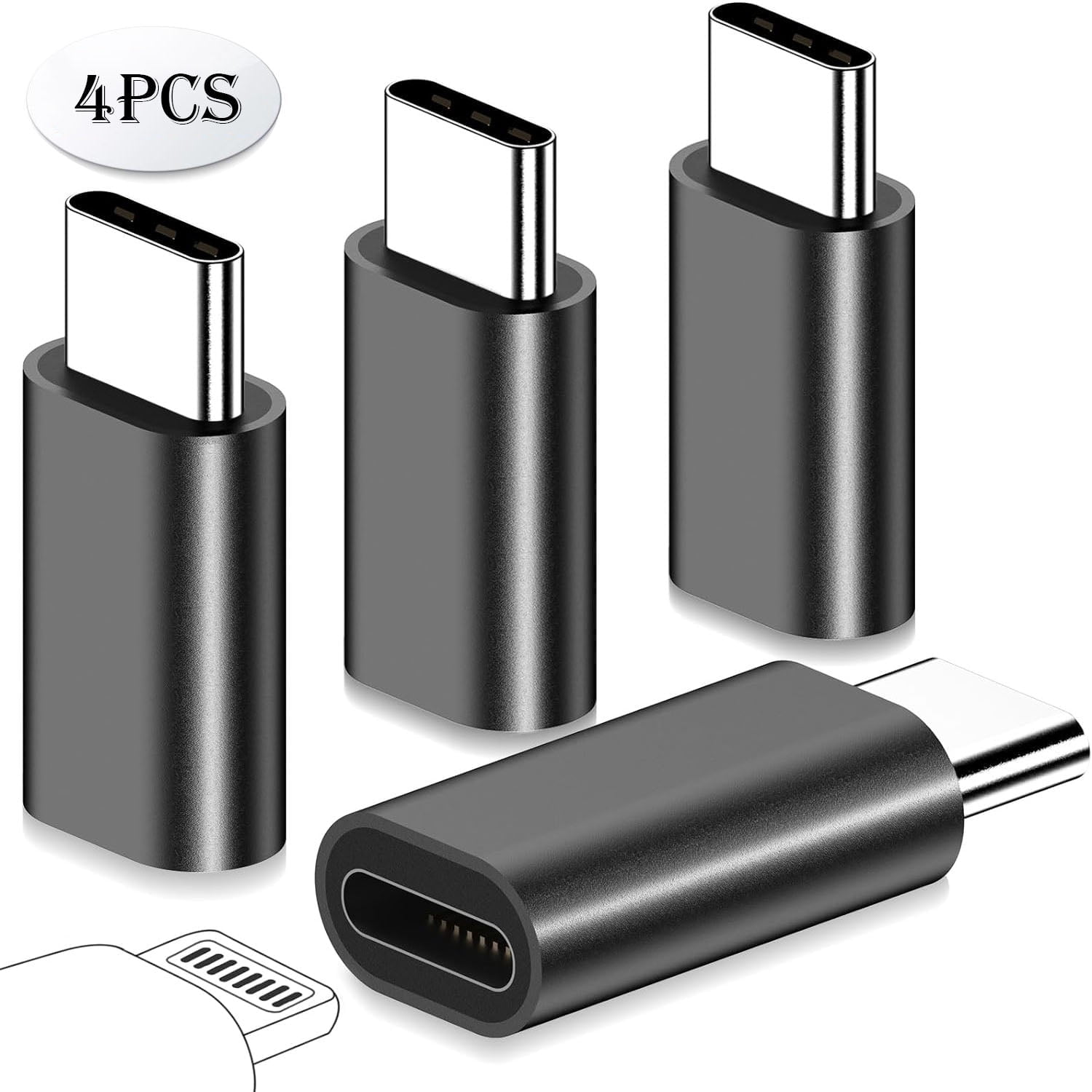4 Pack Lightning to USB C Adapter for iPhone 15/15 Pro/15 Pro Max/15 ...