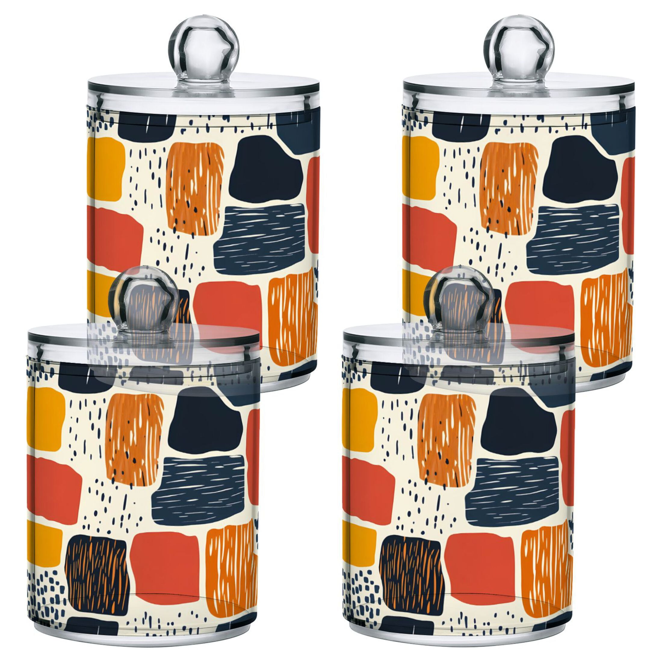 4 Pack Line Block Doodle Qtip Holder Dispenser Clear Plastic Storage ...