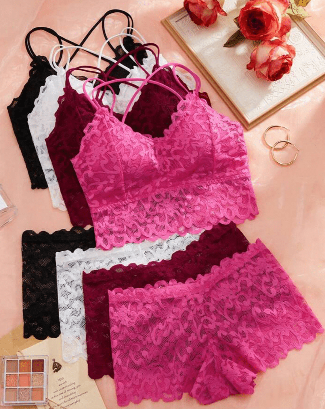 4-Pack Lingerie Set Sheer Lace - Walmart.com