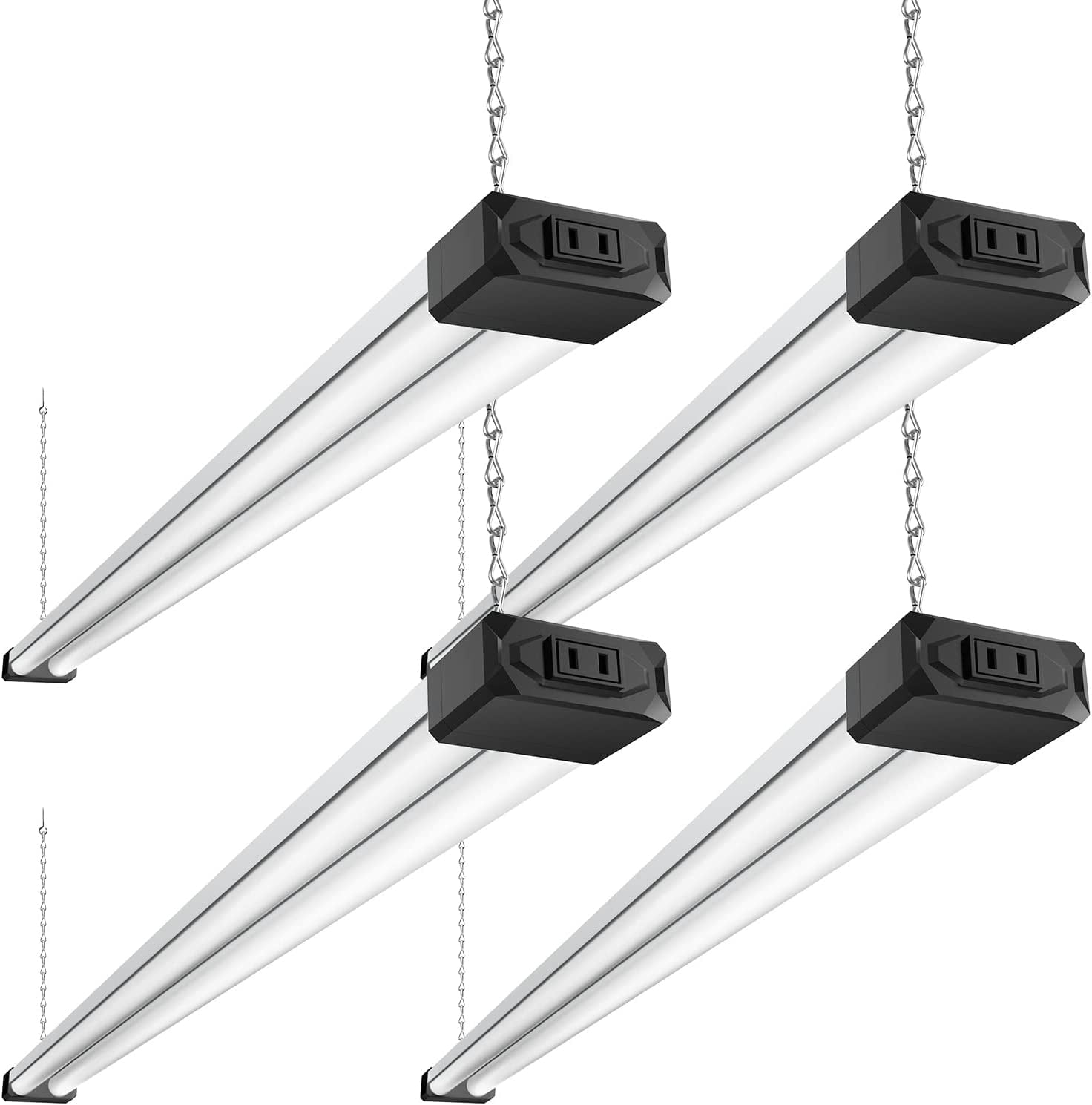 4 Pack Linkable LED Shop Light with Reflector, Super Bright 6500K Cool ...