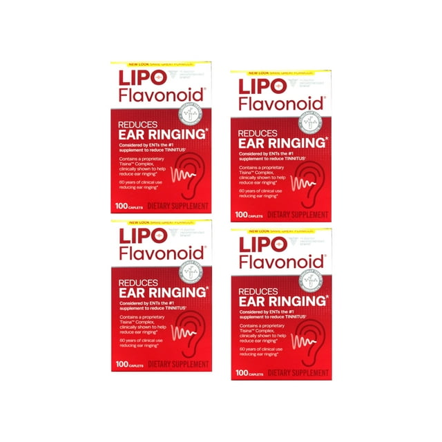 4 Pack Lipo Flavonoid Plus Ear Health Caplets, For Ear Ringing, 100 ...