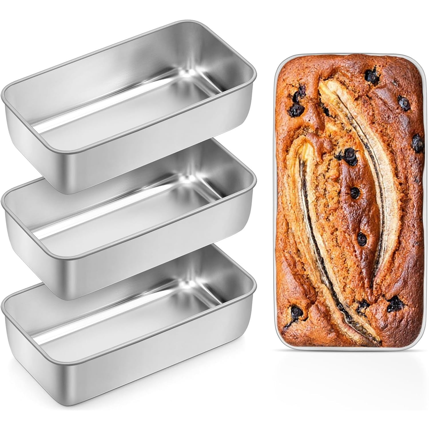 4 Pack Loaf Pans for Baking Bread, 9IN x 5IN Stainless Steel Loaf Bread ...