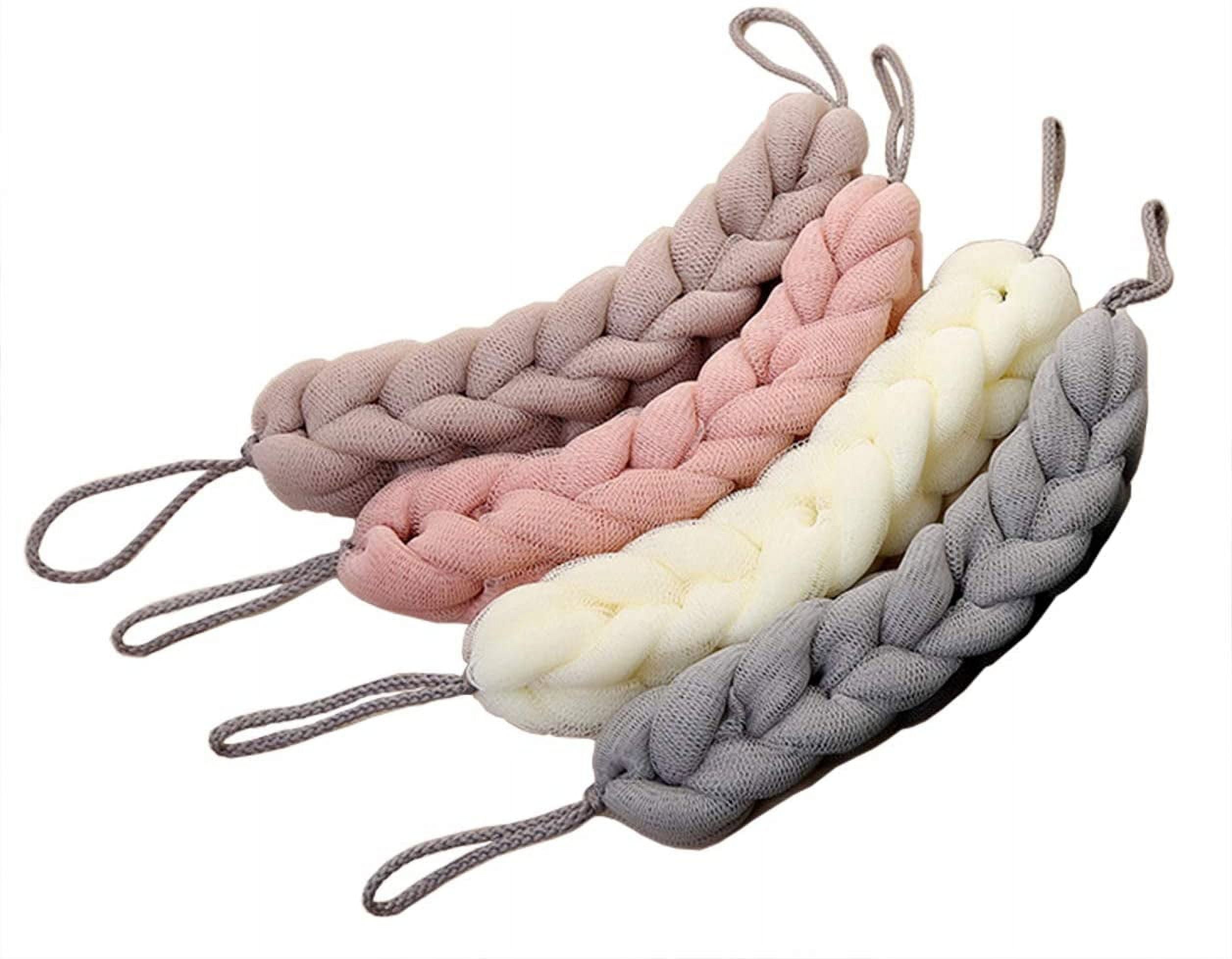 4 Pack Long Bath Loofahs Stretchable Braided Mesh Exfoliating Loofah ...