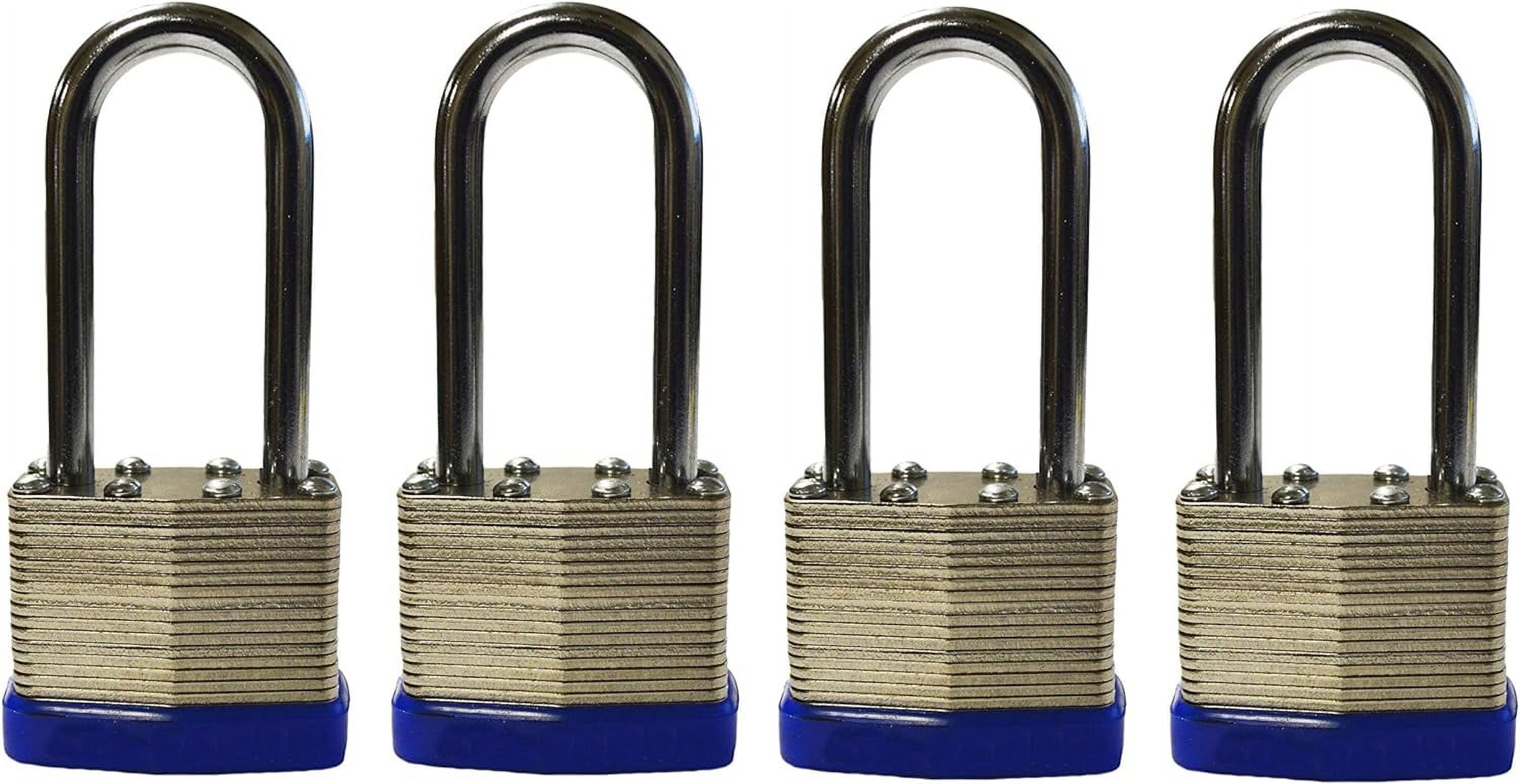 4-Pack Long Shackle Keyed-A-like 40mm Long Shank (Includes 8-Keys All ...