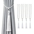 4 Pack Long Tassel Curtain Tiebacks, Handmade Braided Rope Knot Drape ...