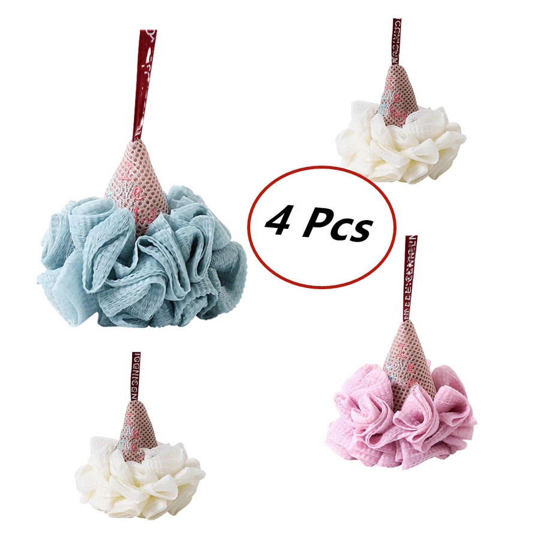 4 Pack Loofah Bath Sponge Lace Mesh,Sponge Loofahs, Multi Color Bath ...