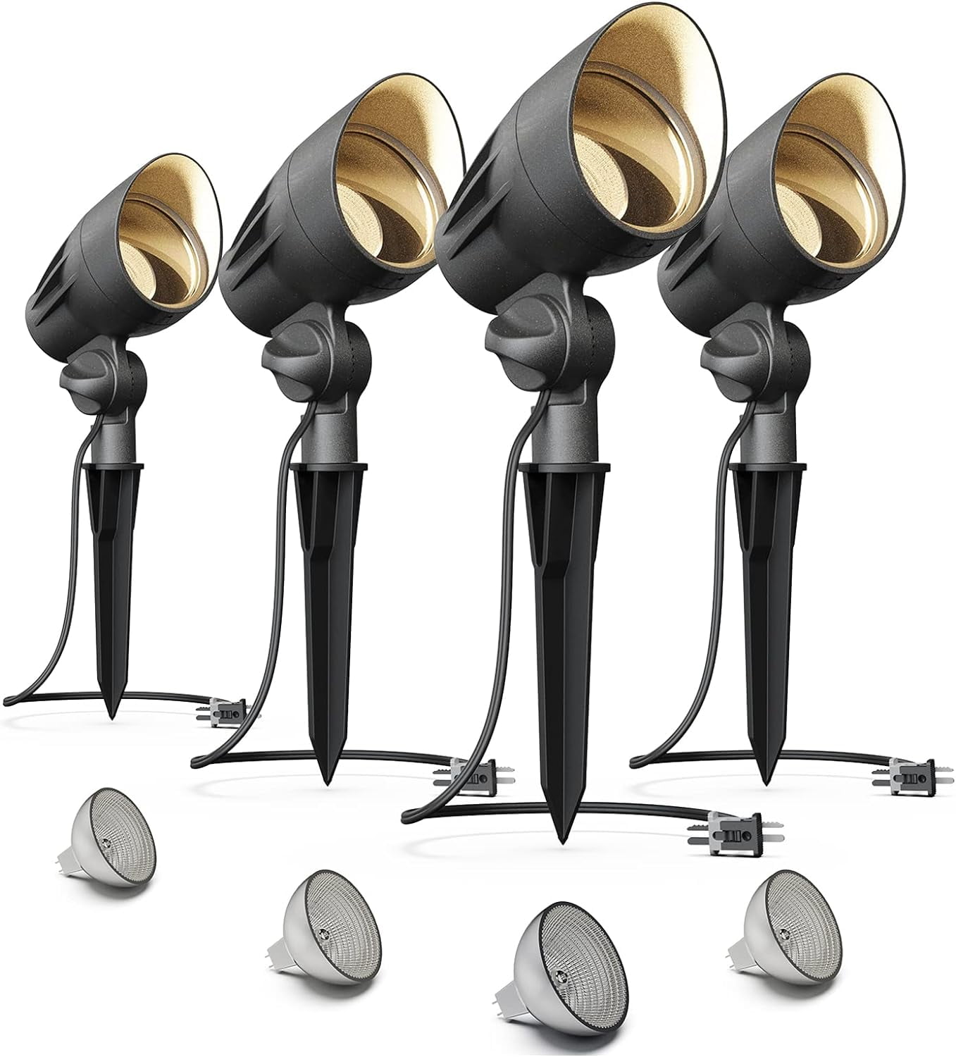 4 Pack Low Voltage Landscape Flood Light 50W Halogen Outdoor Landscape ...