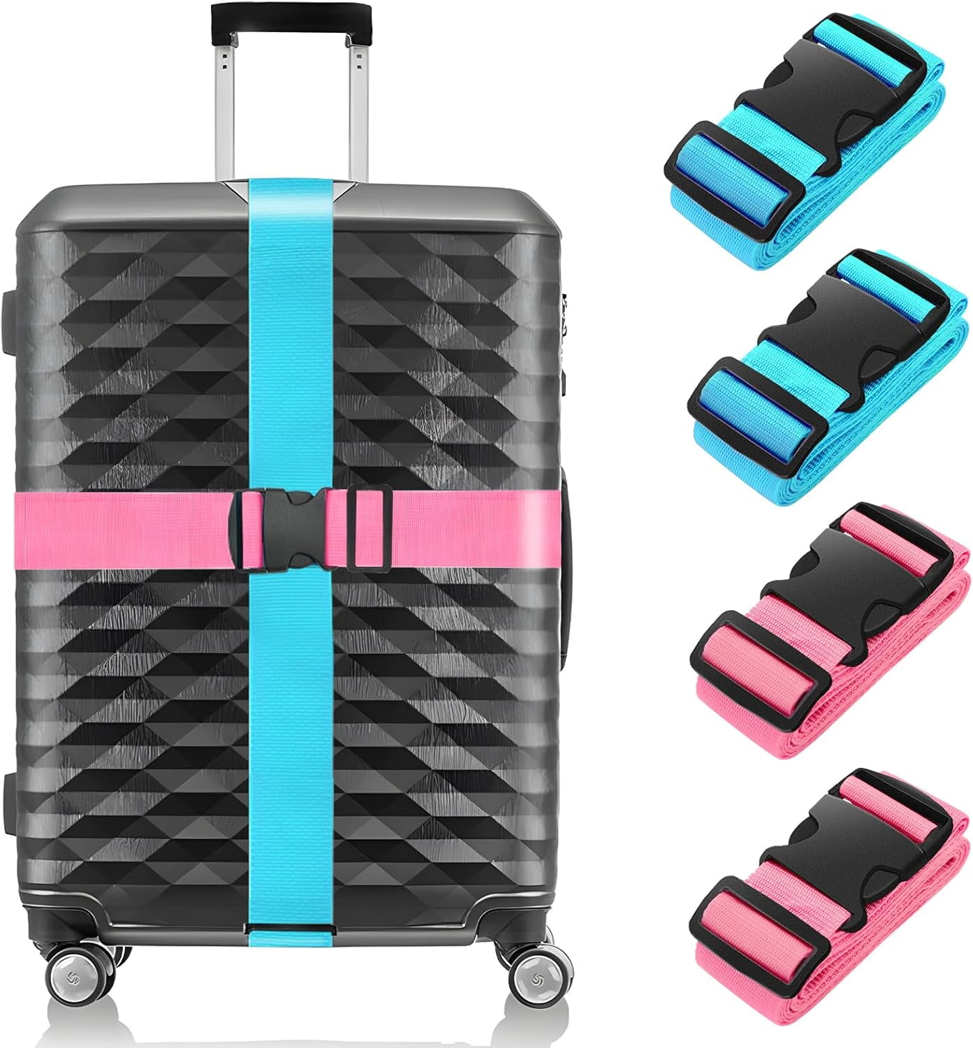 4 Pack Luggage Straps 79" Long Belts Keep Suitcase Secure While ...