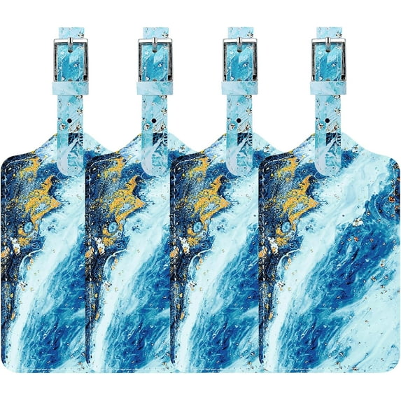 4 Pack Luggage Tag for Suitcases TSA Approved, Leather Suitcase Tags ...