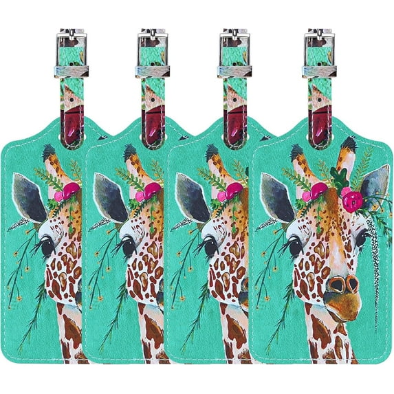4 Pack Luggage Tag for Suitcases TSA Approved, Leather Suitcase Tags ...