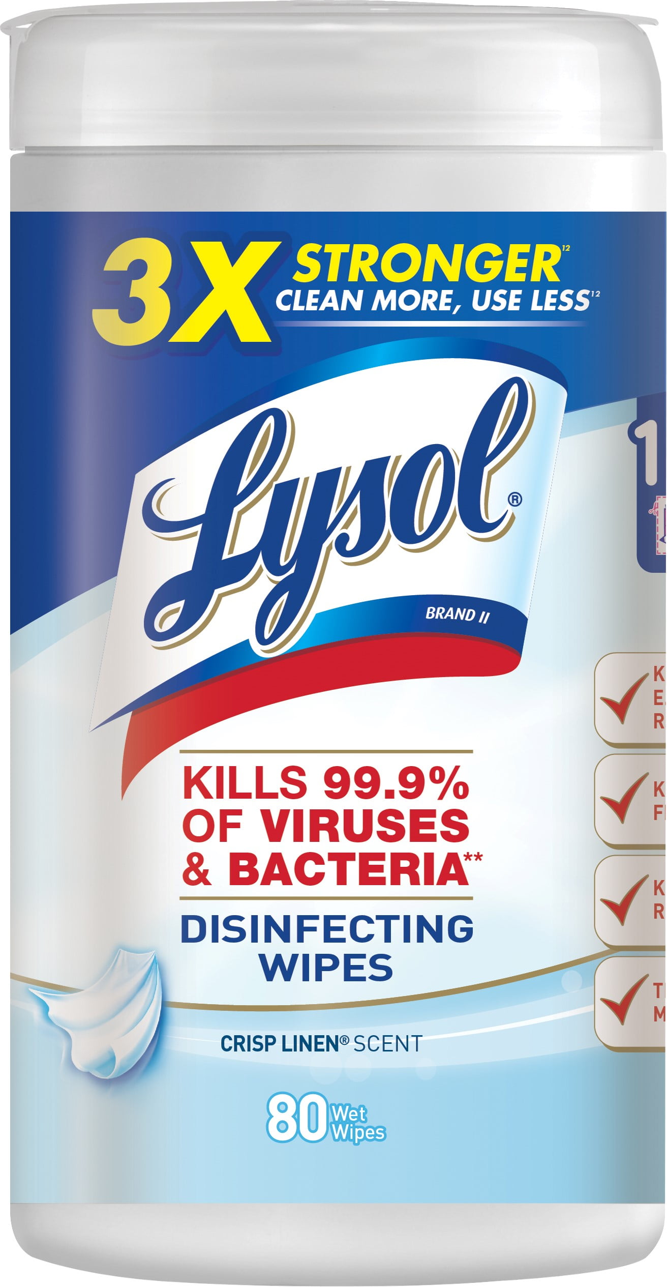4 Pack - Lysol Disinfecting Wipes, Crisp Linen, 80 ct - Walmart.com