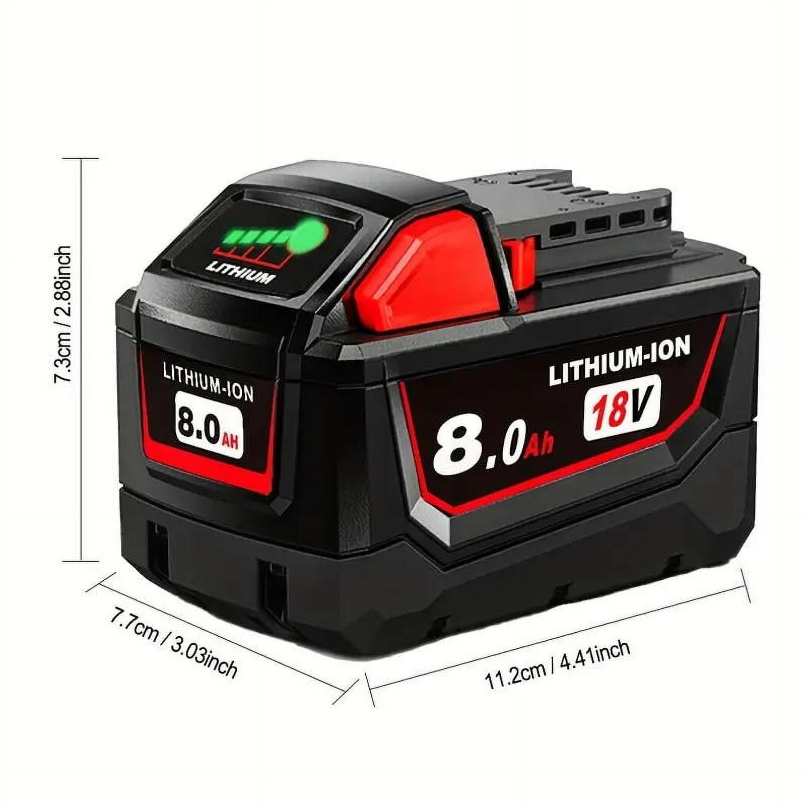 4-Pack M18 8.0Ah Lithium Battery - Milwaukee Replacement for 48-11-1890 ...