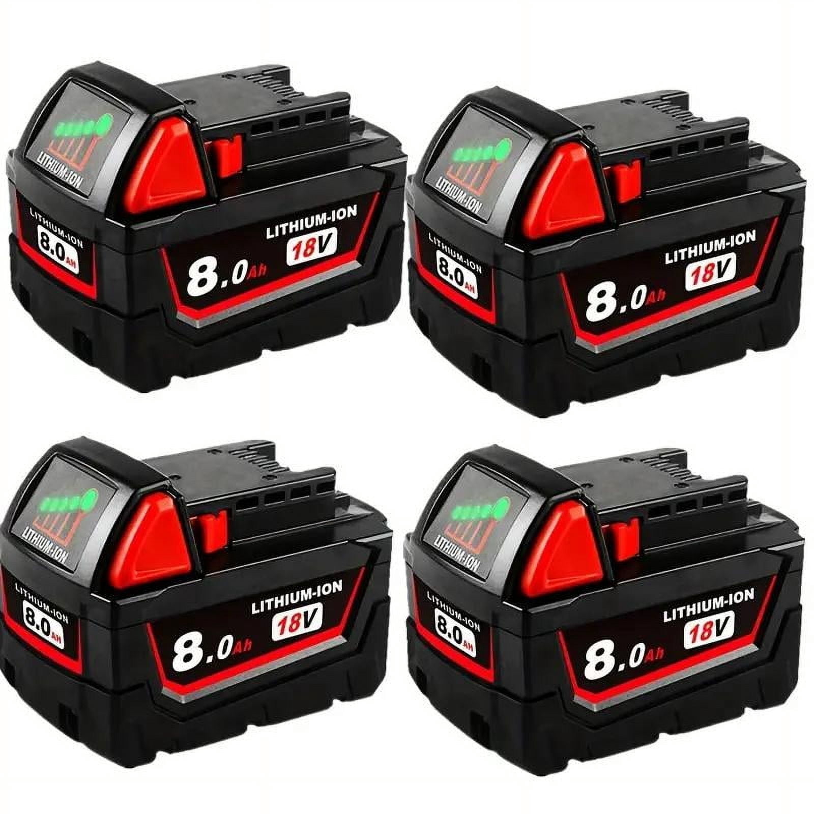 4 Pack M18 8000mAh 18V Replacement Batteries for Milwaukee, Replacement ...