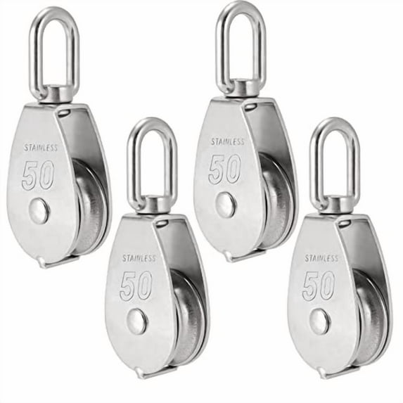 4 Pack M50 Single Pulley Block, 881 Lbs Loading Heavy Duty Stainless ...