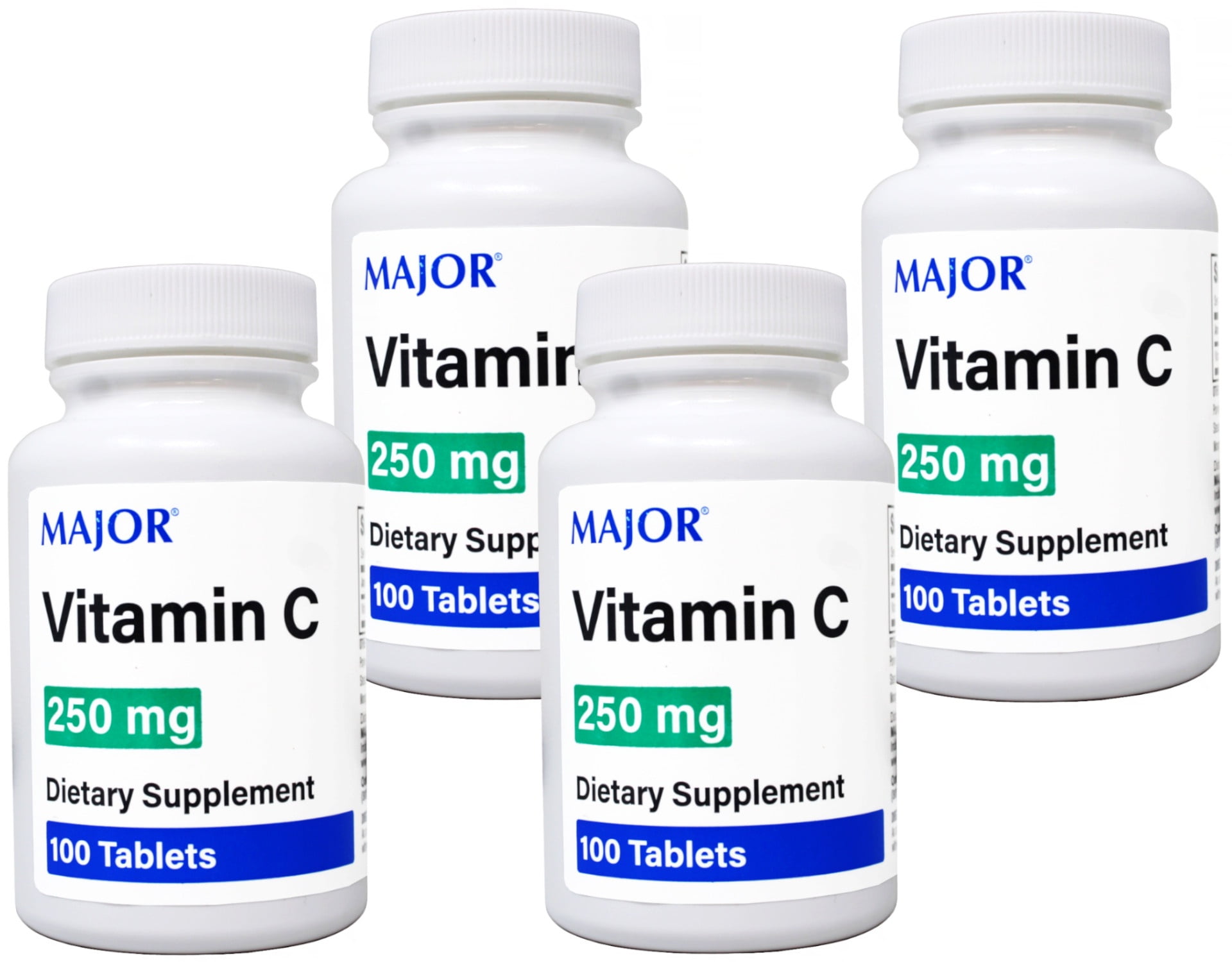 4 Pack - MAJOR Vitamin C 250 mg Ascorbic Acid Tablets, 100 Count ...