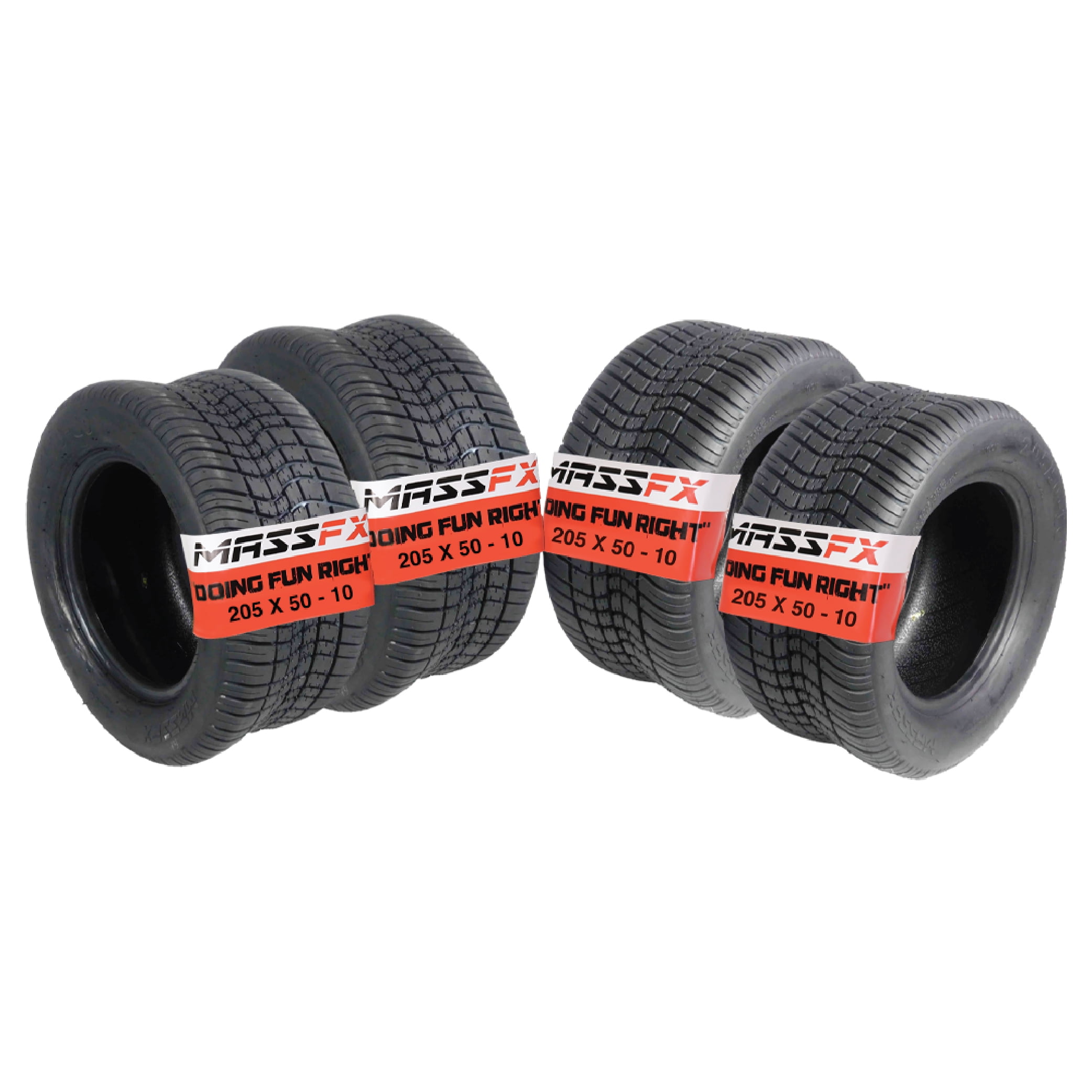 4-Pack MASSFX 205/50-10 Golf Cart, Turf, Lawn & Garden Tire with 6mm ...