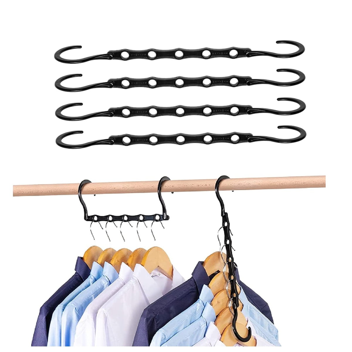 4 Pack Plastic Hangers Space Saving Hangers, Trianu Clothes Hangers ...