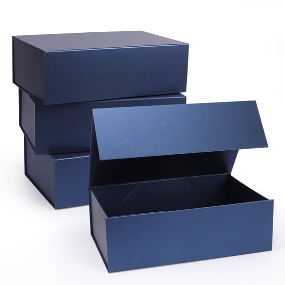 4 Pack Small Rectangle Cardboard Magnetic Closure Boxes, 12x8x4 Blue ...