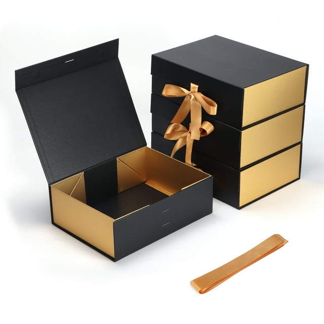 4 Pack Magnetic Closure Gift Boxes, 12x9x4 Gift Box for Father's Day or ...