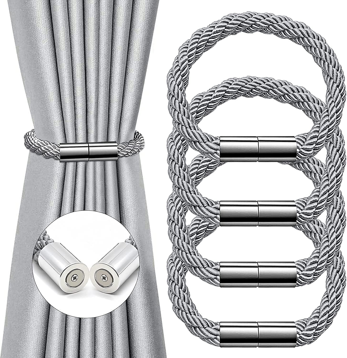 4 Pack Magnetic Curtain Tiebacks Convenient Drape Tie Backs Weave ...