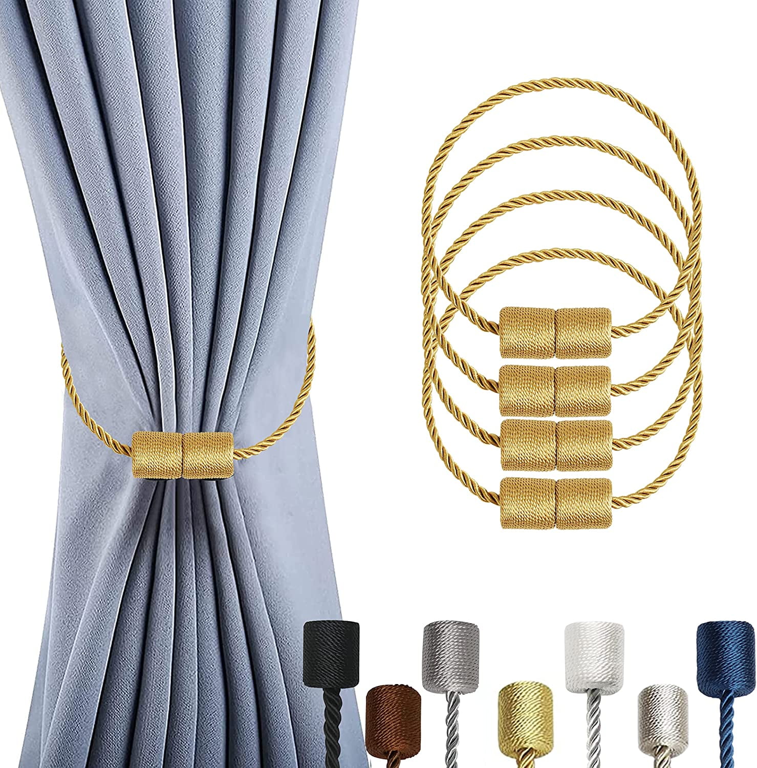 4 Pack Magnetic Curtain Tiebacks Curtain Holdbacks Curtain Ties Outdoor ...