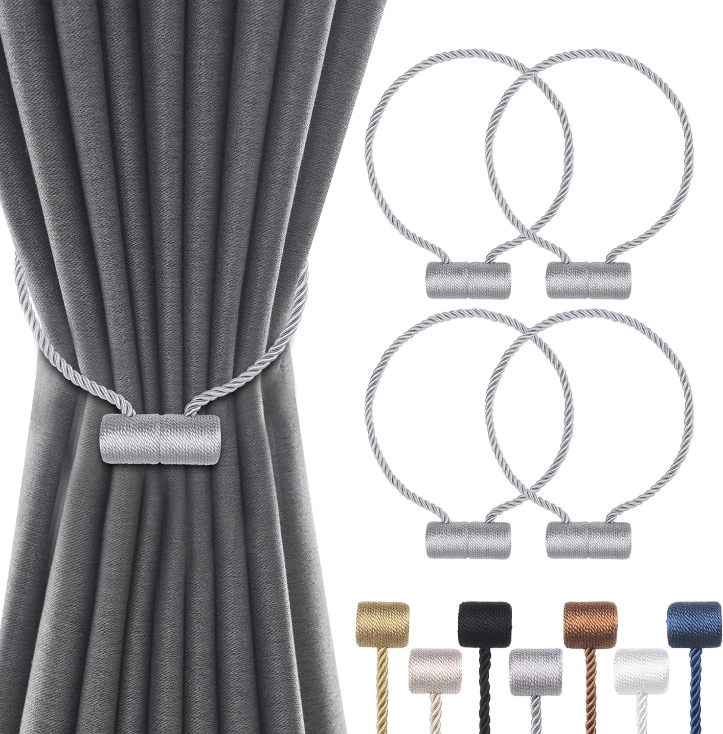 4 Pack Magnetic Curtain Tiebacks Curtain Holdbacks Curtain Ties Outdoor ...