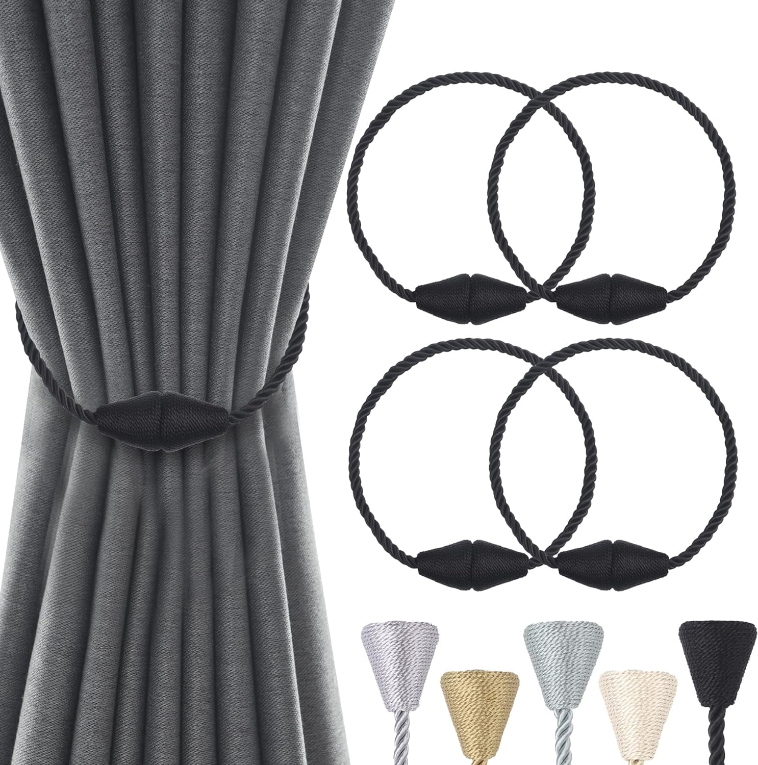 4 Pack Magnetic Curtain Tiebacks Curtain Holdbacks Curtain Ties Curtain ...