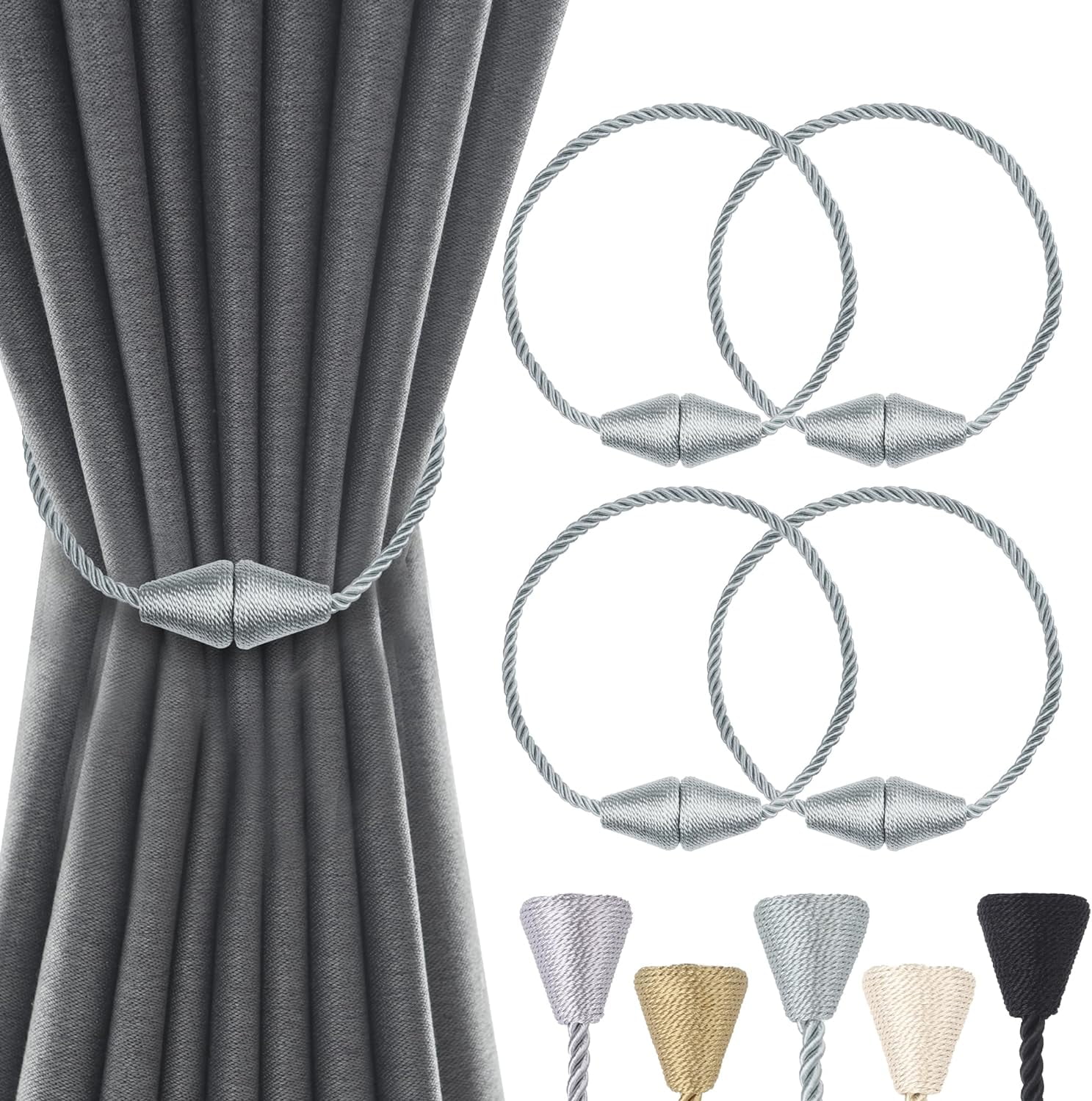 4 Pack Magnetic Curtain Tiebacks Curtain Holdbacks Curtain Ties Curtain ...