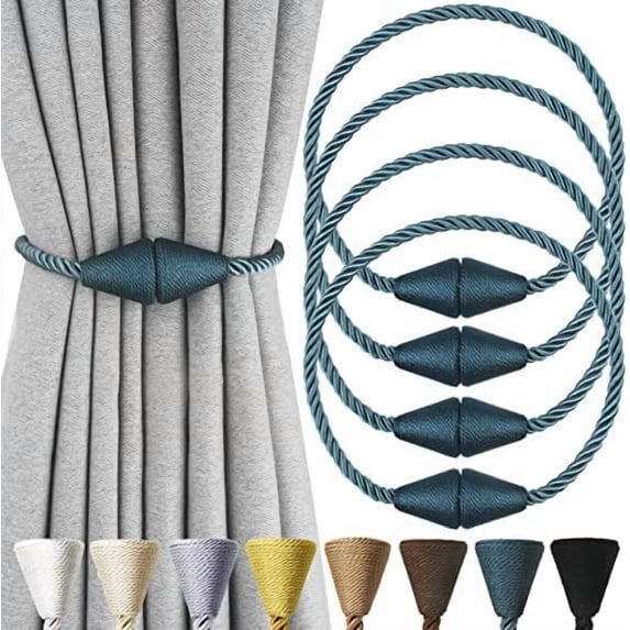 4 Pack Magnetic Curtain Tiebacks Rope Modern Handmade Curtain Tie Backs ...