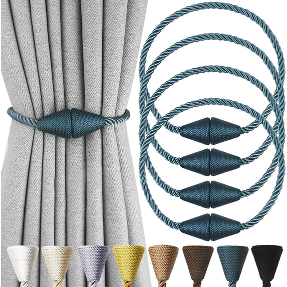 4 Pack Magnetic Curtain Tiebacks Rope Modern Handmade Curtain Tie Backs ...