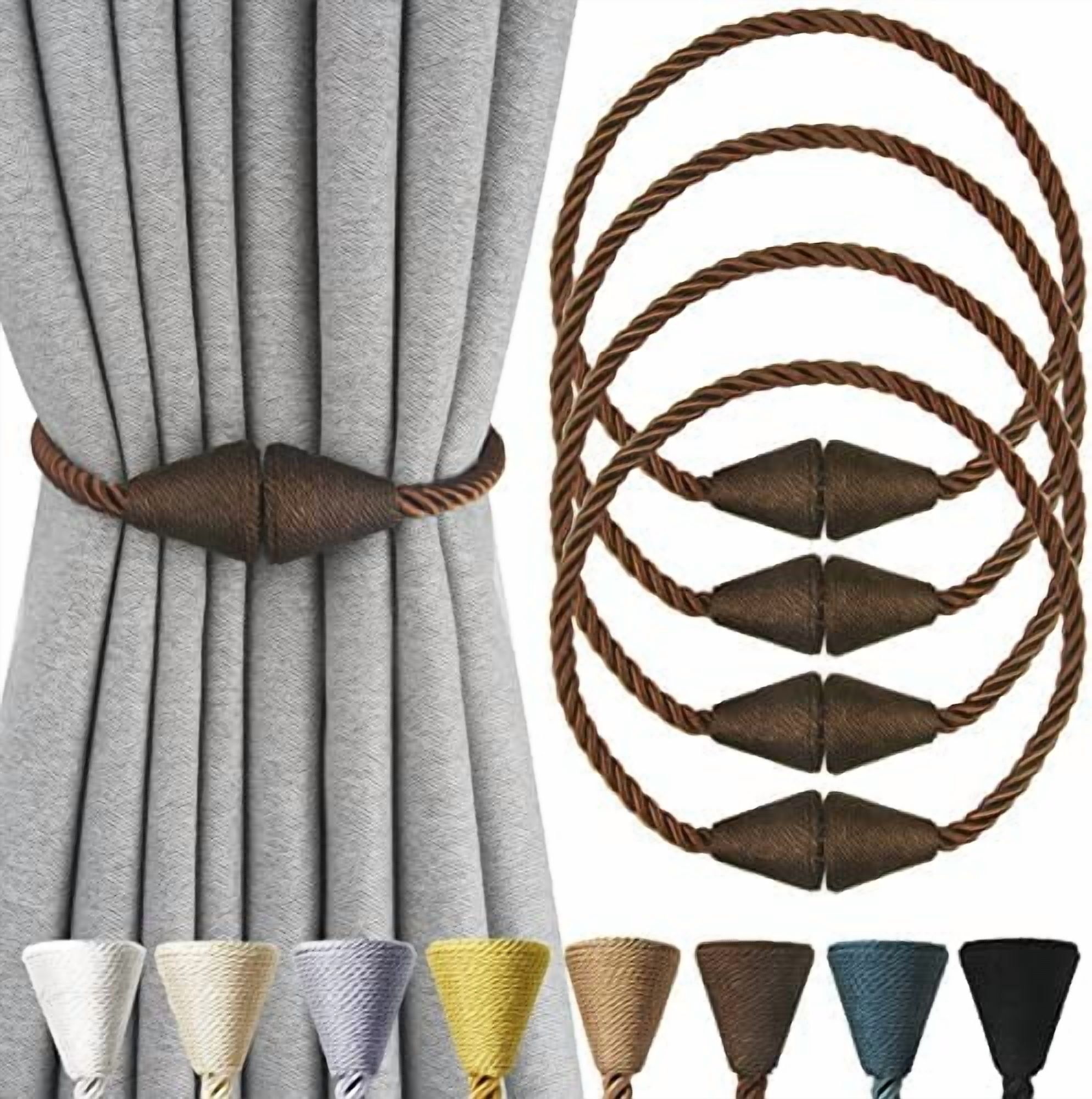 4 Pack Magnetic Curtain Tiebacks Rope Modern Handmade Curtain Tie Backs ...