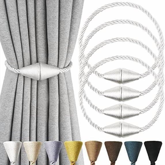 4 Pack Magnetic Curtain Tiebacks Rope Modern Handmade Curtain Tie Backs ...