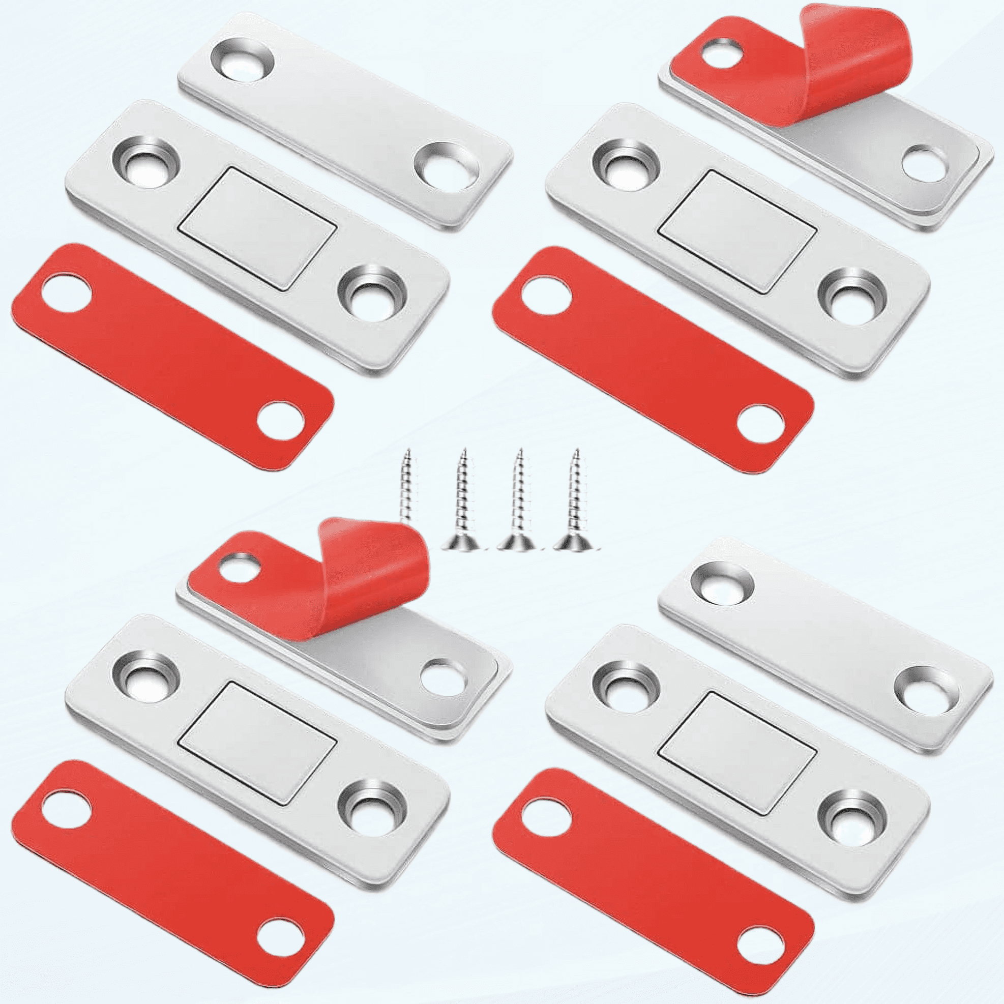 4 Pack Magnetic Door Catch, Ultra Thin Cabinet Magnets Stainless Steel ...