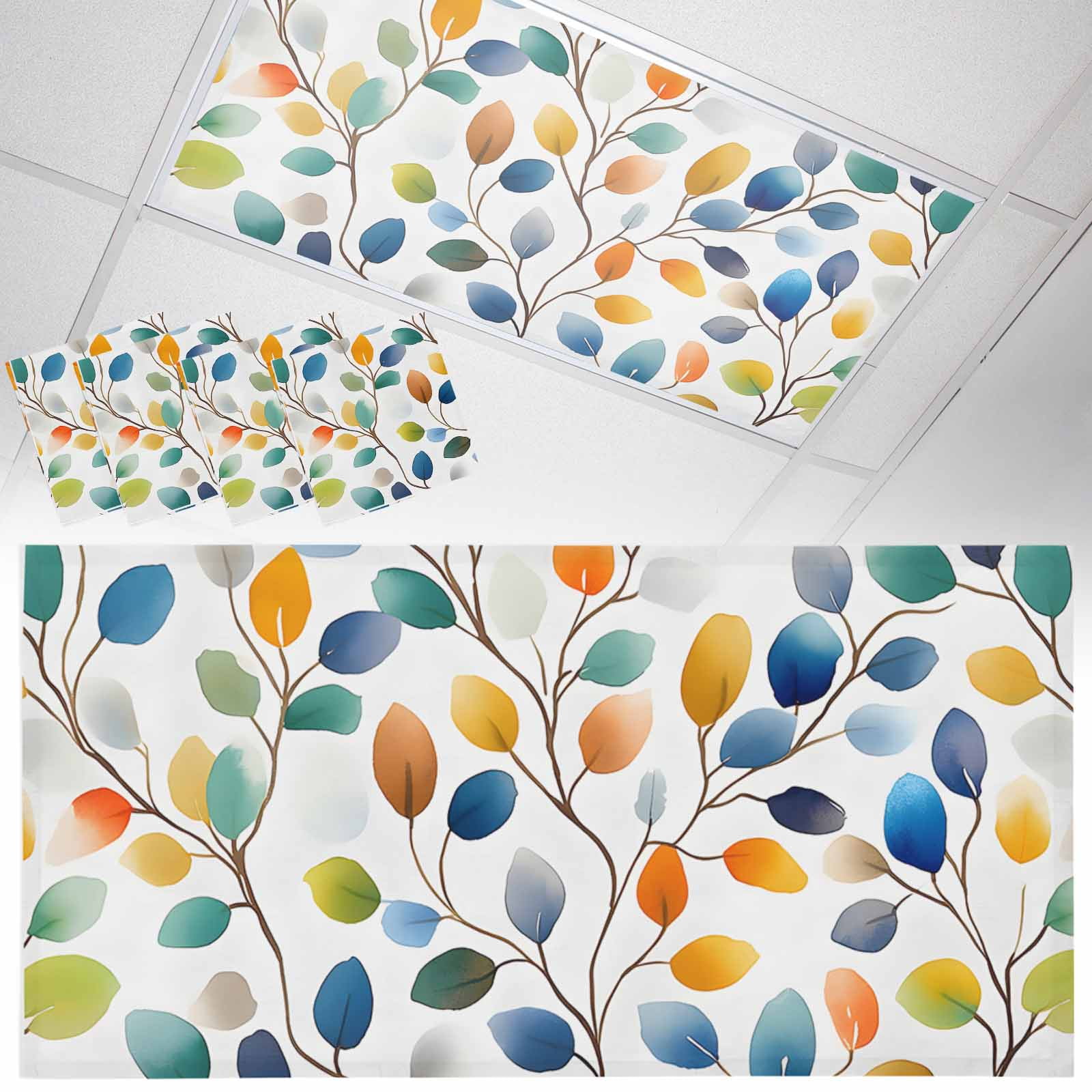 4 Pack Magnetic Fluorescent Light Covers, 2x4 Ft, Fall Leaves Colorful ...