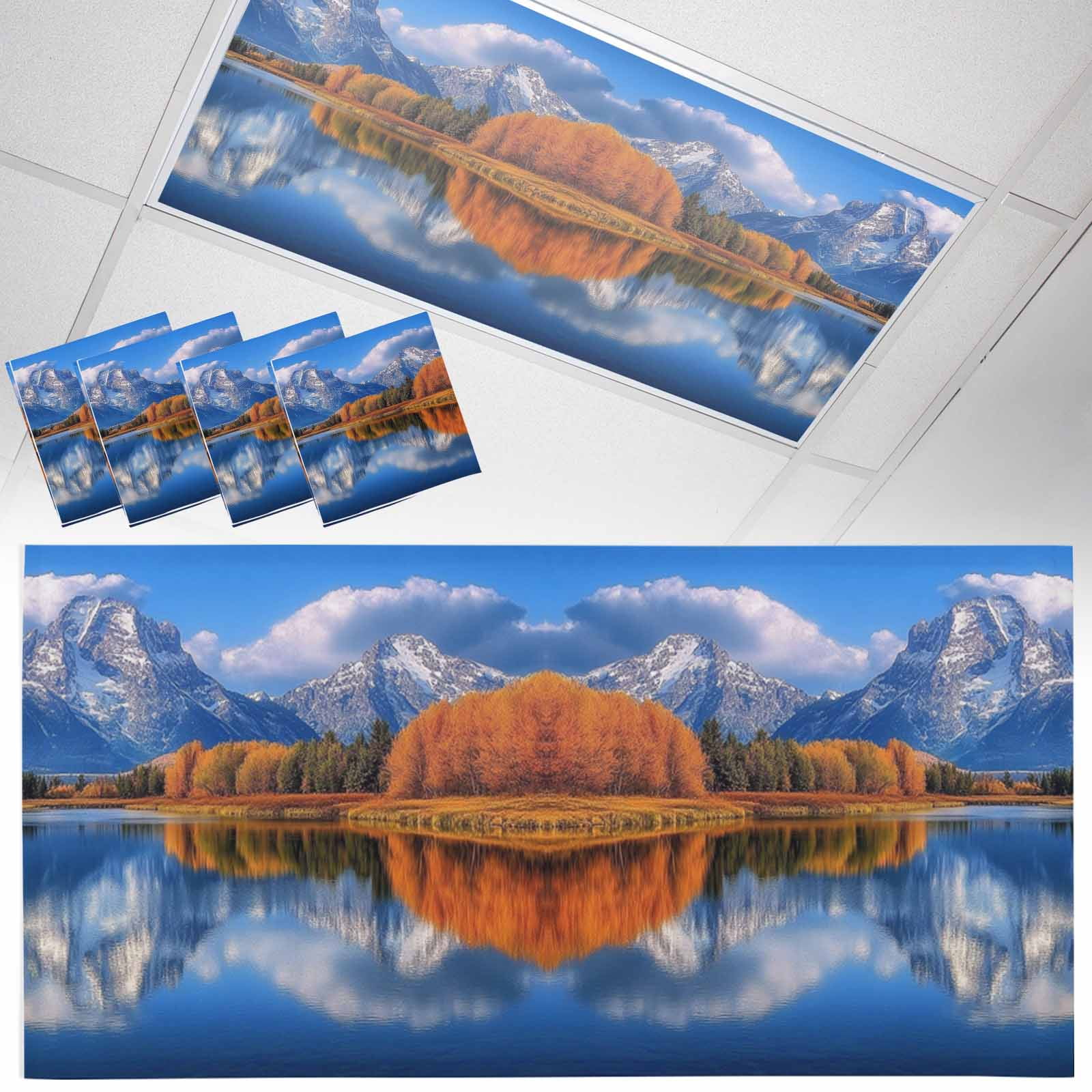 4 Pack Magnetic Fluorescent Light Covers, 2x4 Ft,Landscape Sky Modern ...