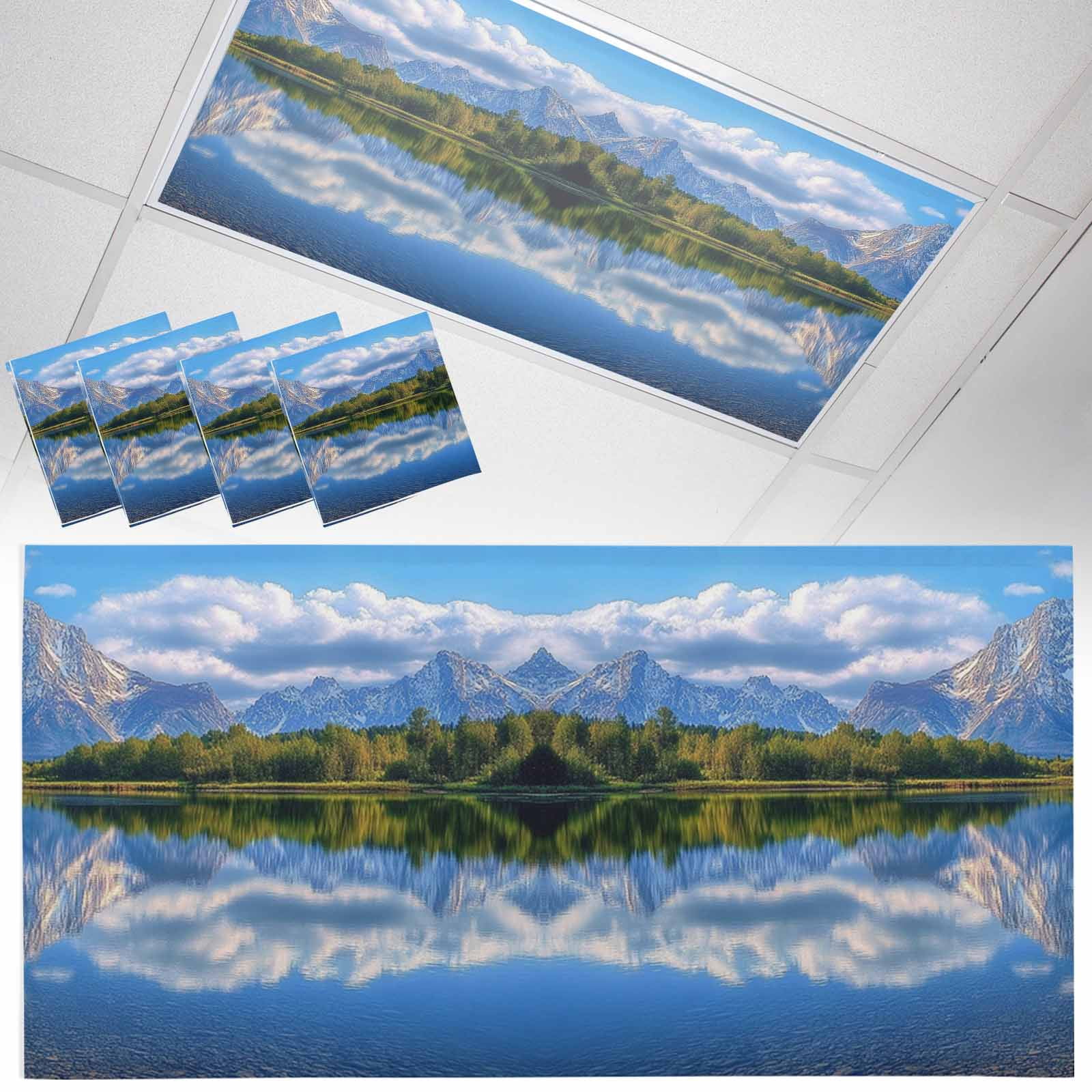 4 Pack Magnetic Fluorescent Light Covers, 2x4 Ft,Landscape Sky Modern ...
