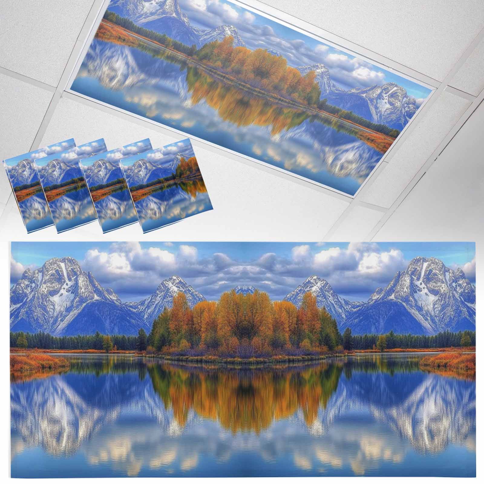 4 Pack Magnetic Fluorescent Light Covers, 2x4 Ft,Landscape Sky Modern ...