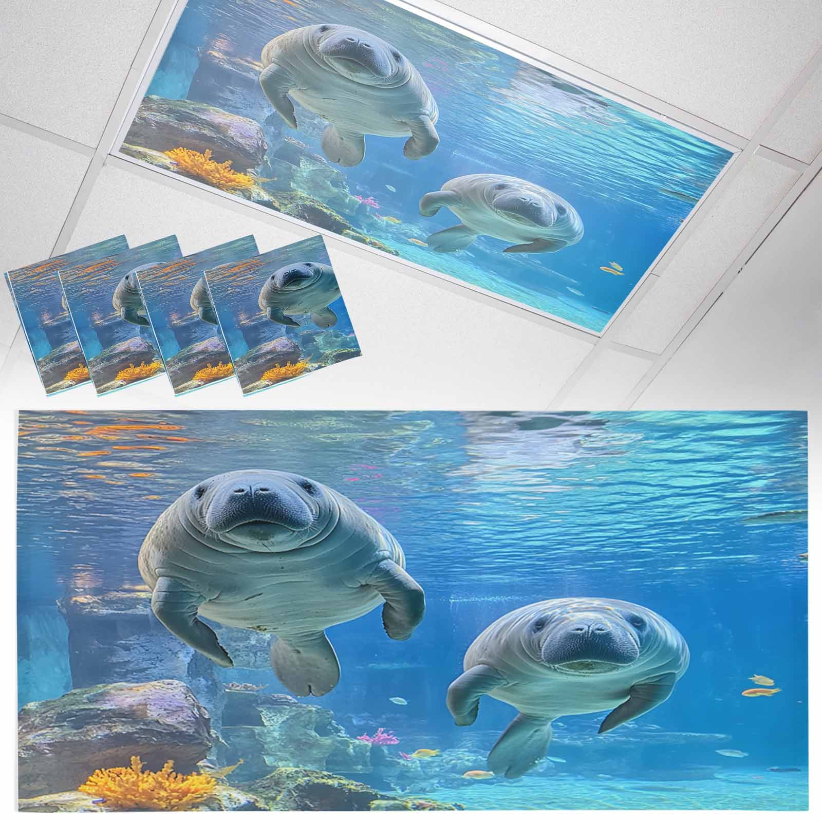 4 Pack Magnetic Fluorescent Light Covers, 2x4 Ft,Summer Marina Life ...