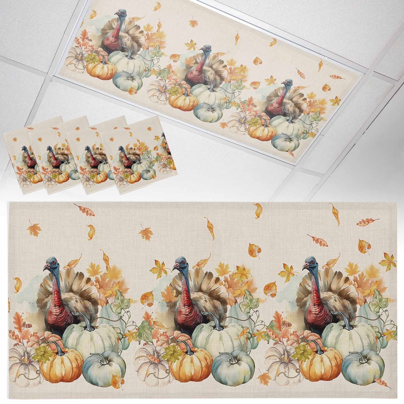 4 Pack Magnetic Fluorescent Light Covers, 2x4 Ft, Thanksgiving ...