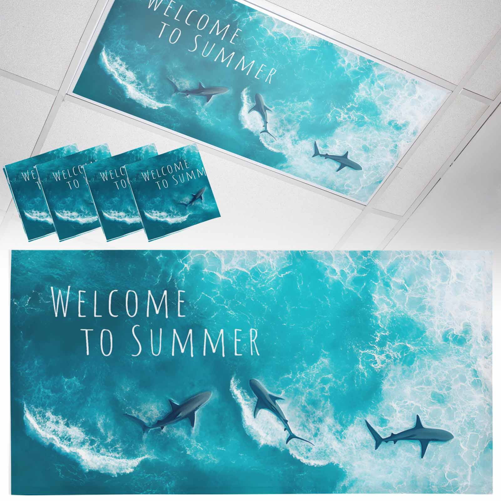 4 Pack Magnetic Fluorescent Light Covers, 2x4 Ft,Welcome to Summer Blue ...