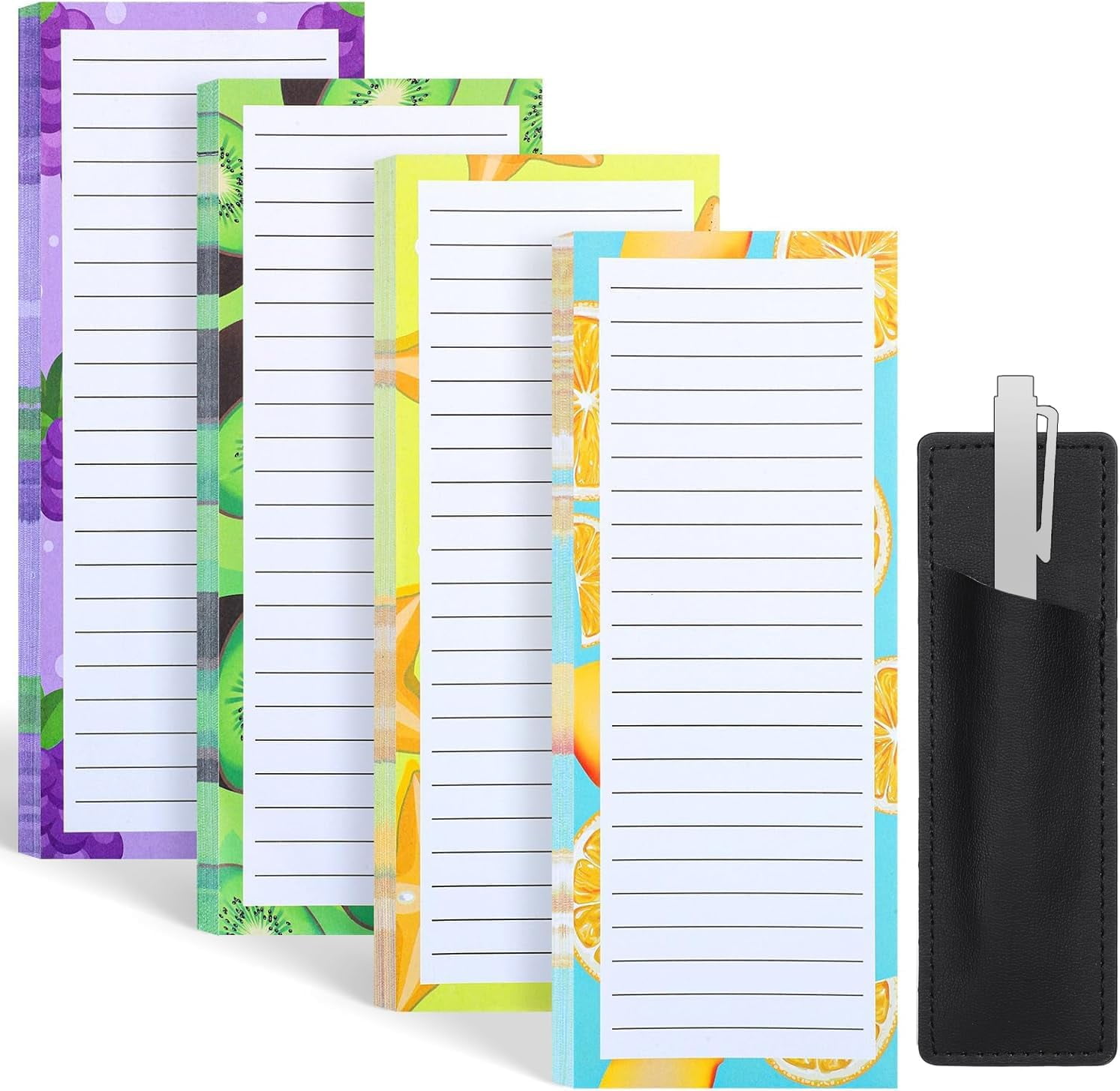 4 Pack Magnetic Note Pad for Fridge with Pen Holder, Totally 200 Sheets ...