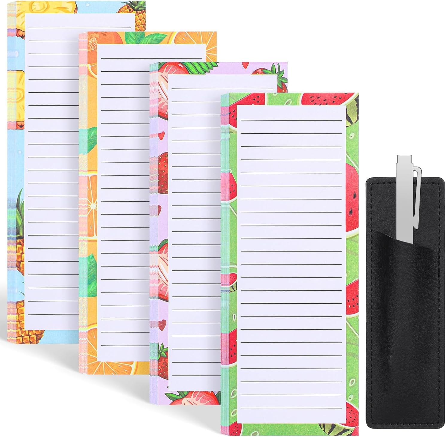 4 Pack Magnetic Note Pad for Fridge with Pen Holder, Totally 200 Sheets ...