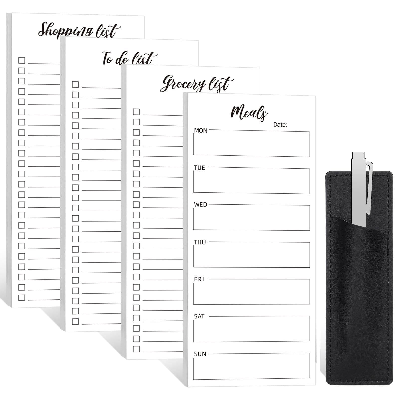 A 4 Pack Magnetic Note Pad for Fridge with Pen Holder, Totally 200 ...