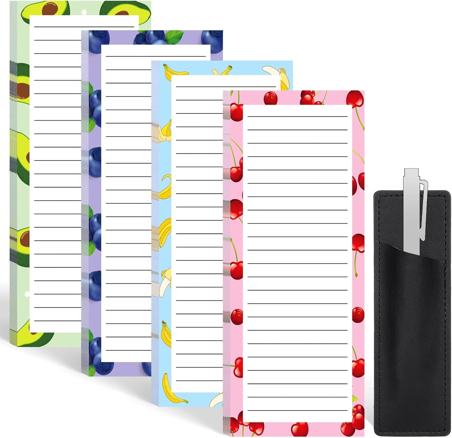 4 Pack Magnetic Note Pad for Fridge with Pen Holder, Totally 200 Sheets ...