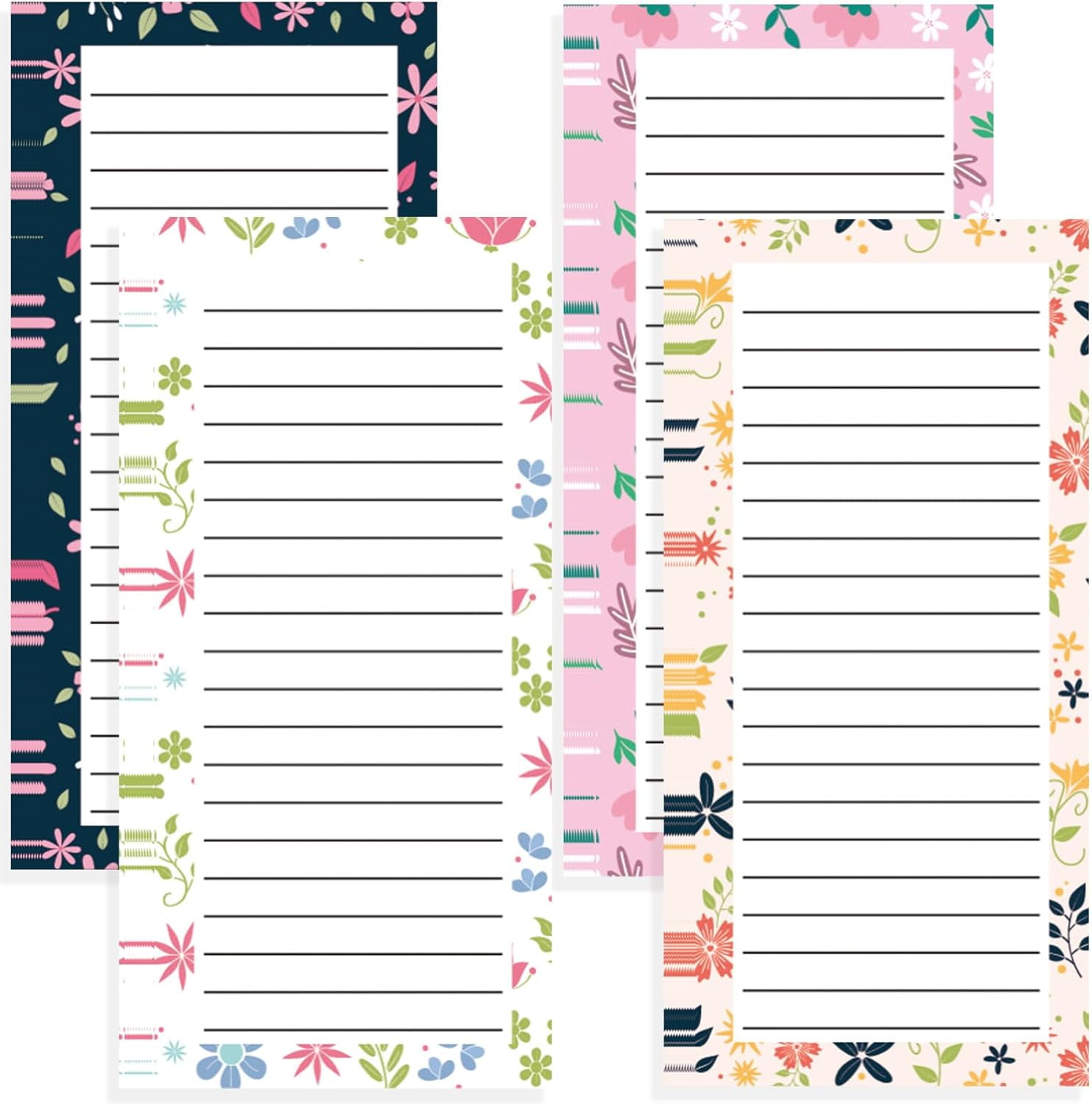 4 Pack Magnetic Notepads for Refrigerator, 200 Sheets full Magnet Back ...