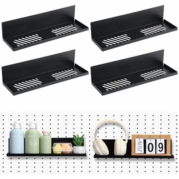4 Pack Magnetic Pegboard Shelves Wall Organizer Metal Pegboard Shelf ...