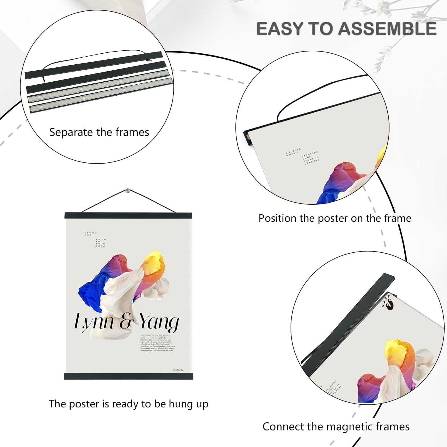 4 Pack Magnetic Poster Hanger Frame, 14x17 14x20 14x22 Light Wood ...